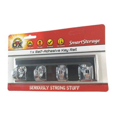 4 Hooks Key Rail Door Holder Rack Self Adhesive Wall Mounted Hanger ...