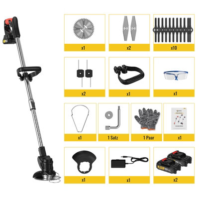 4-in-1 Cordless Grass Strimmer & Brush Cutter Kit 20V with 2 Batteries