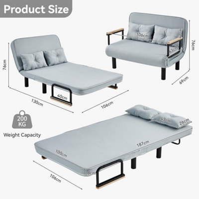 4 in 1 Folding Double Sofa Bed Convertible Lounge Sleeper Chair with ...