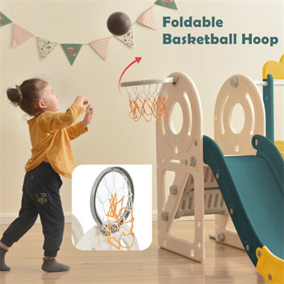 4-in-1 Kids Slide Set including Bus, Slide, Activity Ladder, Basketball ...