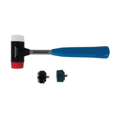 4 in 1 Multi Head Hammer / Mallet Interchangeable Rubber & Metal Face ...