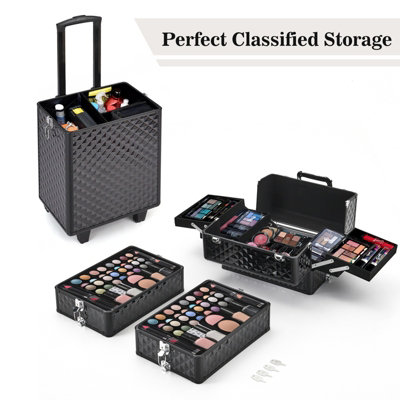 4 in 1 Professional Cosmetic Makeup Suitcase Travel Case
