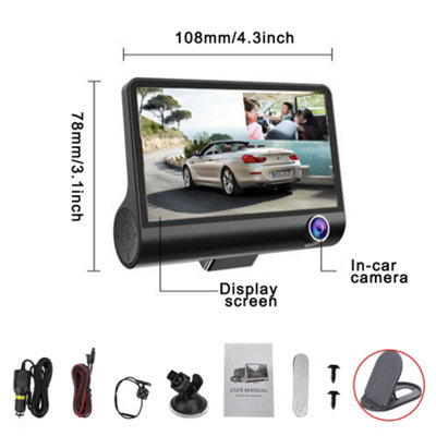 4" In HD 1080P Car Camera Recorder Dual Front and Rear Dash Cam Night ...