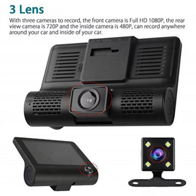 4" In HD 1080P Car Camera Recorder Dual Front and Rear Dash Cam Night ...