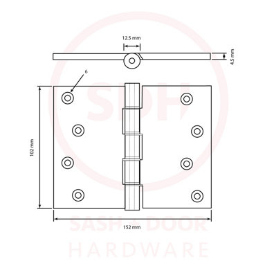 4 Inch (102 x 151mm) Lacquered Projection Hinge - Polished Brass (Sold ...