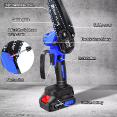 4-Inch Brushless Mini Chainsaw (with 1 Battery) Cordless Electric ...
