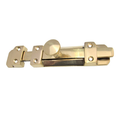 4" INCH Flat Bolt Tower Door Lock BRASS + Screws