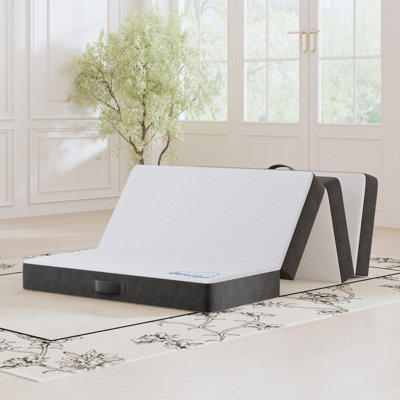 4 Inch Foldable Floor Mattress, 4-Fold Easy Storage with Washable Cover ...