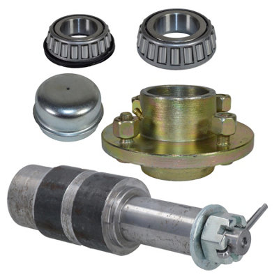 4 Inch PCD Trailer Wheel Hubs + Bearings With Weld On Extended Sub Axle 1pk