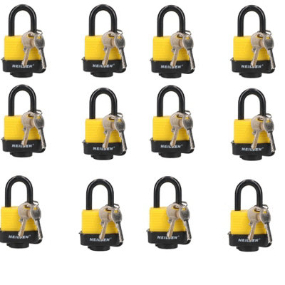 4 Keyed Alike 40mm Water Resistant Waterproof Padlocks 12 Locks 24 Keys ...