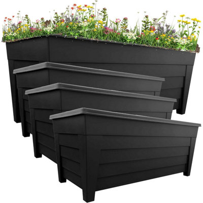 4 Large Black Grosvenor Trough Planter For Home, Office, Balconies ...