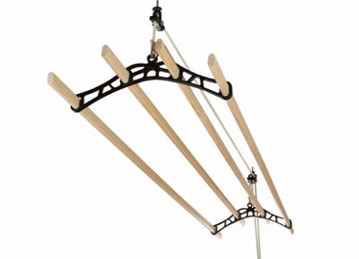 4 Lath Victorian Ceiling Mounted Black Clothes Airer Kit - 0.9m long