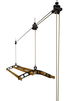 4 Lath Victorian Ceiling Mounted Black Clothes Airer Kit With ...