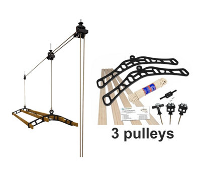 4 Lath Victorian Ceiling Mounted Black Clothes Airer Kit With ...