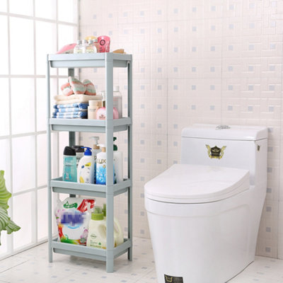 4 Layers Freestanding Shelf Units Plastic Bathroom Corner Storage Food ...