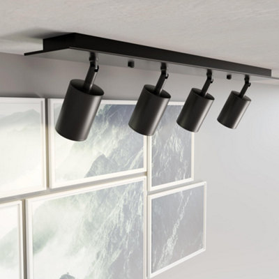 4 Light Black Ceiling Bar Spotlight and GU10 Spotlight Arm Adjustable ...