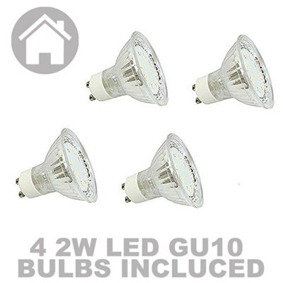 4 Light Spotlight Bar In a Satin Silver Chrome Finish With x4 2W Led Bulbs
