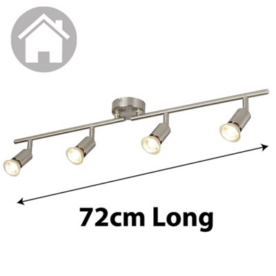 4 Light Spotlight Bar In a Satin Silver Chrome Finish With x4 2W Led Bulbs