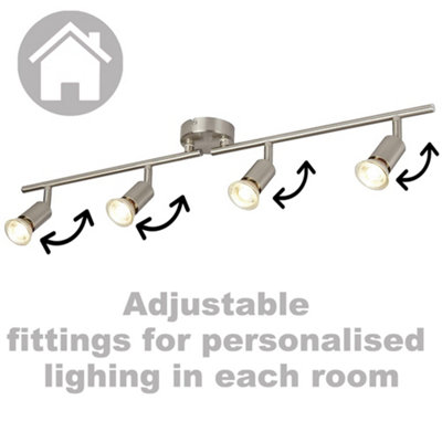 4 Light Spotlight Bar In a Satin Silver Chrome Finish With x4 2W Led Bulbs
