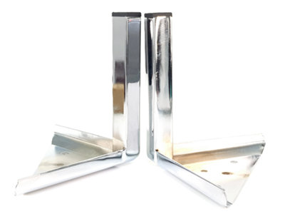 4 Metal Corner Legs Chrome Feet 180mm High Fix With Screws