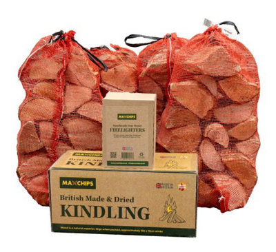 4 Net of Maxchips Hardwood Logs, 1 Box of Maxchips Kindling & 1 Box of ...