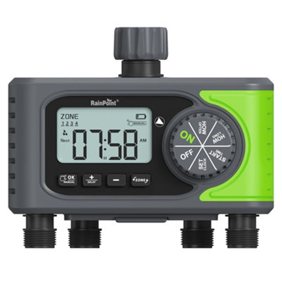 4-Outlet Water Timer with Brass Inlet, 4 Zone Programmable Automatic ...