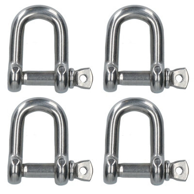 4 Pack 10mm Stainless Steel Dee Shackle Marine Grade 316 | DIY at B&Q