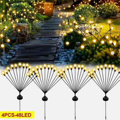 4 Pack 12 LED Swaying Solar Garden Stake Light Firefly Waterproof Lamp