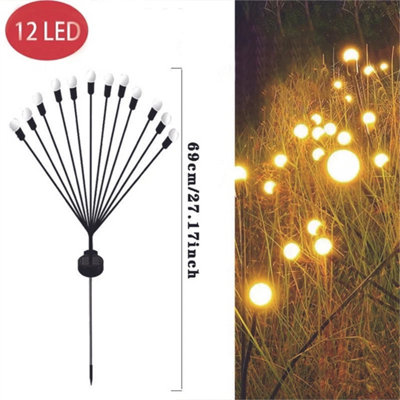 4 Pack 12 LED Swaying Solar Garden Stake Light Firefly Waterproof Lamp