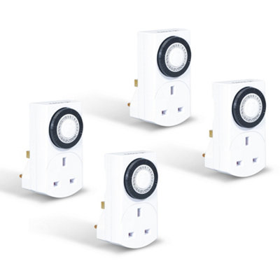 4 PACK 24 Hour Basic Programmable Mechanical Timer Switch for Mains ...