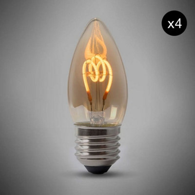 4 PACK - 2w E27 ES Vintage Edison Candle LED Light Bulb 1800K T-Spiral ...