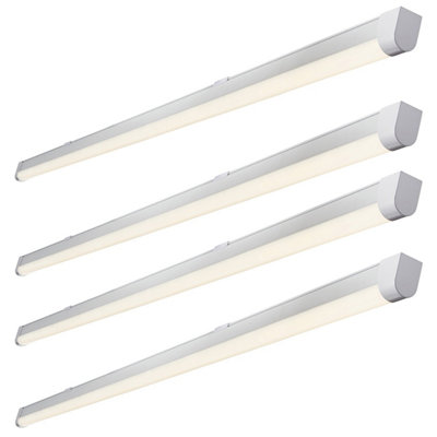 4 PACK 4ft Flicker Free Batten Light - 18W Cool White LED - Matt White ...