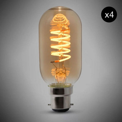 4 PACK - 4W B22 Vintage Edison T45 LED Light Bulb 1800K Spiral Filament ...