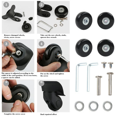 4 Pack 50mm Luggage Suitcase Trolley Wheel Repair Kit Replacement
