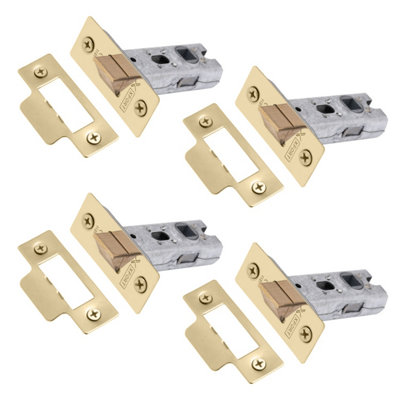 4 Pack 65mm Polished Gold Tubular Latch, Mortice Door Latch