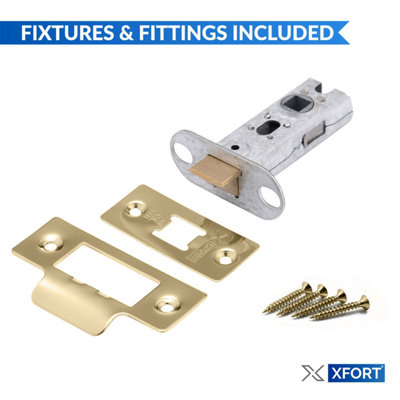 4 Pack 65mm Polished Gold Tubular Latch, Mortice Door Latch