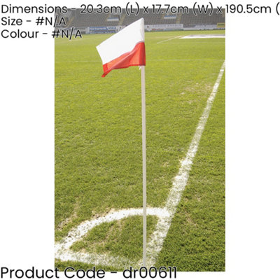 4 PACK 6FT FOOTBALL CORNER POSTS SET - SPIKED FLEXIBLE 20MM WHITE FLAGS ...