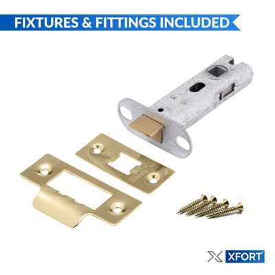 4 Pack 75mm Polished Gold Tubular Latch, Mortice Door Latch