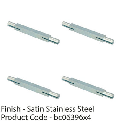 4 PACK - 90mm Extra Long Door Handle Spindle - 40 to 60mm Thick Doors ...