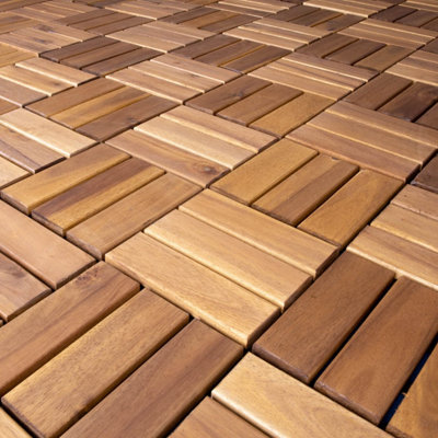 4 Pack Acacia Pine Real Wood Decking Tiles