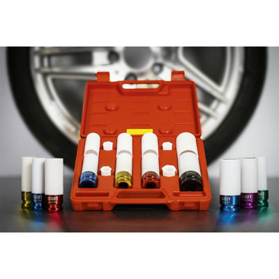 4 PACK Alloy Wheel Impact Socket Set - 1/2" Square Drive - Chrome ...