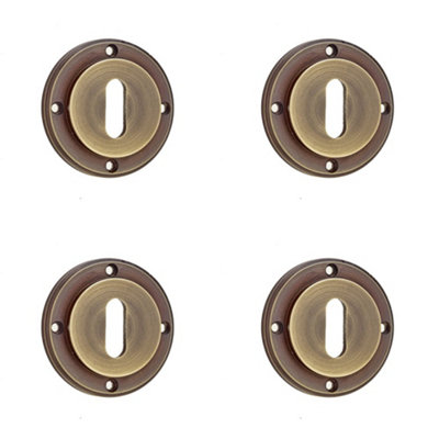 4 PACK Antique Brass Standard Keyway Escutcheons with No Rose Design ...
