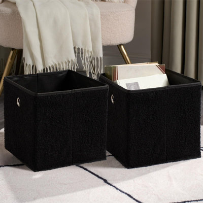 4 Pack Boucle Cube Folding Space Saving Storage Boxes | DIY at B&Q