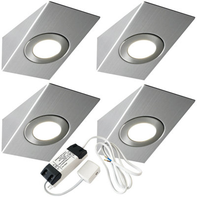4 Pack Brushed Nickel Under Cabinet LED Light Kit with Driver - Warm ...