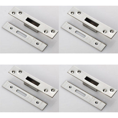 4 PACK - BS8621 Cylinder Deadlock Forend Strike & Fixing Pack Set ...