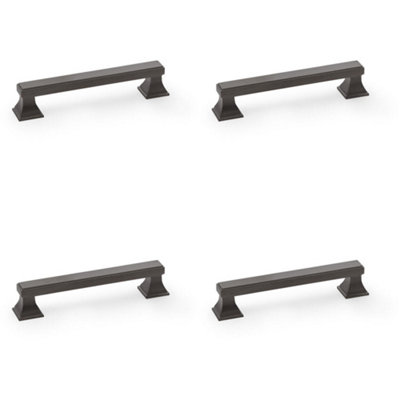 4 PACK - Chunky Square Pull Handle - Dark Bronze 128mm Centres SOLID ...