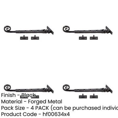 4 PACK Curly Tail Casement Stays in Black - 245x15x6mm for Enhanced ...