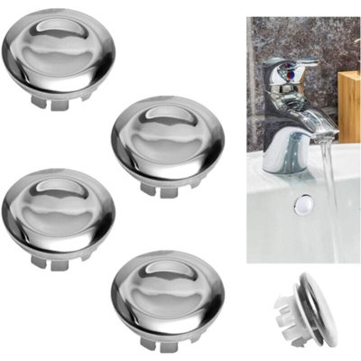 4 PACK DECORATIVE SINK OVERFLOW COVERS CHROME PLATED BASIN OVERFLOW ...