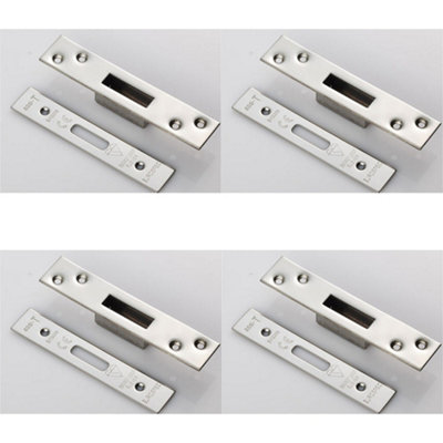 4 PACK - Door Forend Strike and Fixing Pack Setfor BS 5 Lever Deadlock ...