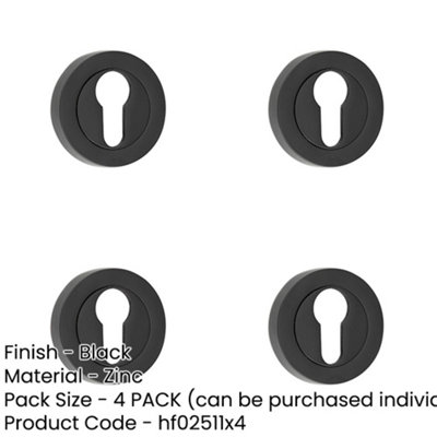 4 PACK Durable 50mm Black Euro Profile Escutcheon for Fire Doors - Key ...